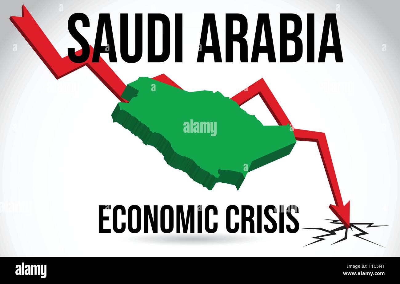 Saudi Arabia Map Financial Crisis Economic Collapse Market Crash Global ...