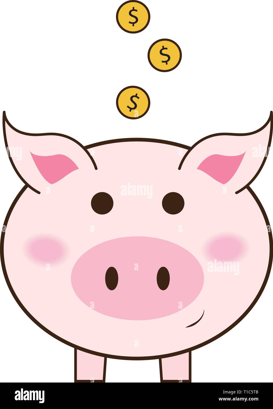 Pig piggy bank with coin vector icon Stock Vector Image & Art - Alamy