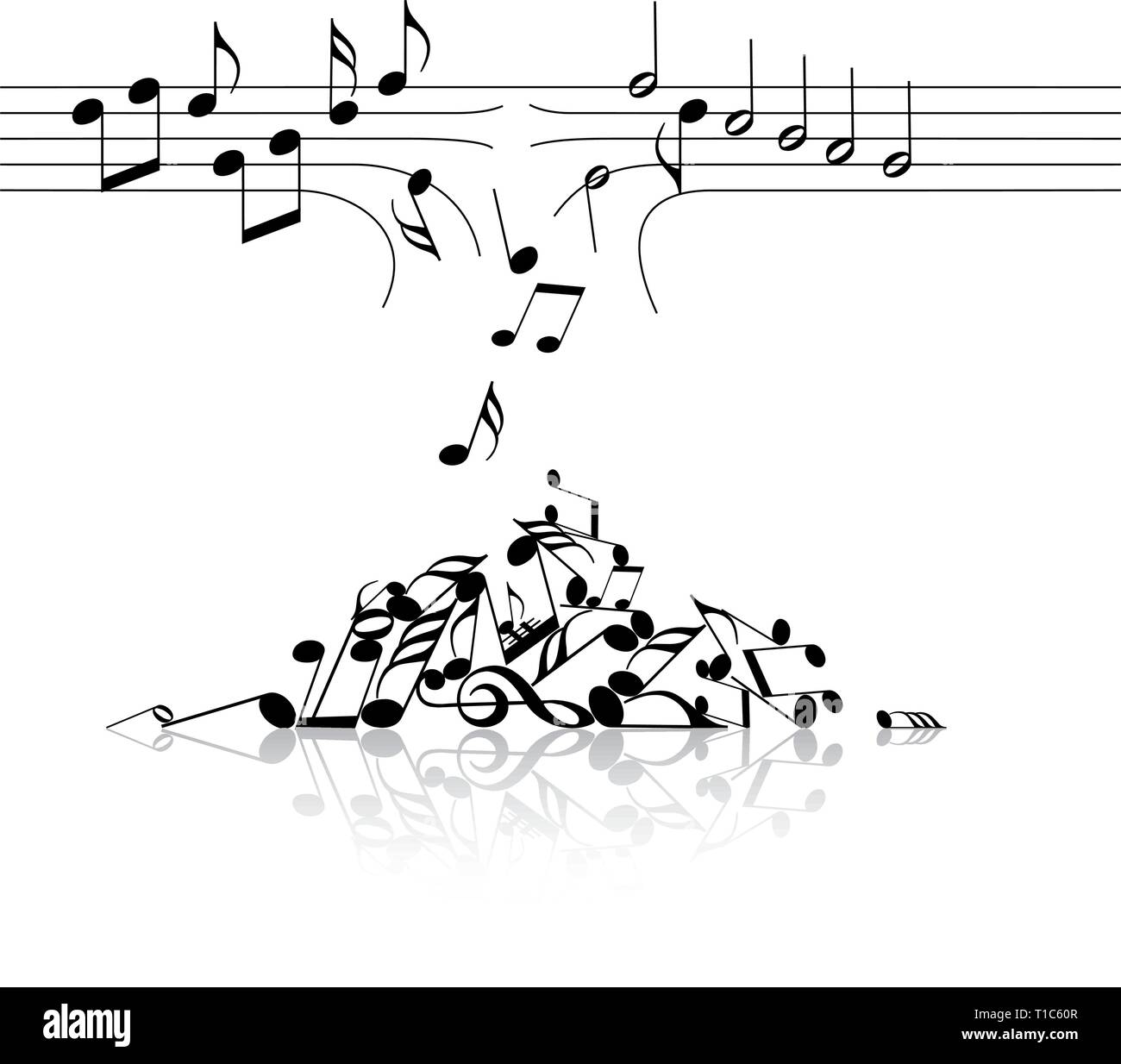 Music theme - broken links with notes on white background Stock Vector ...