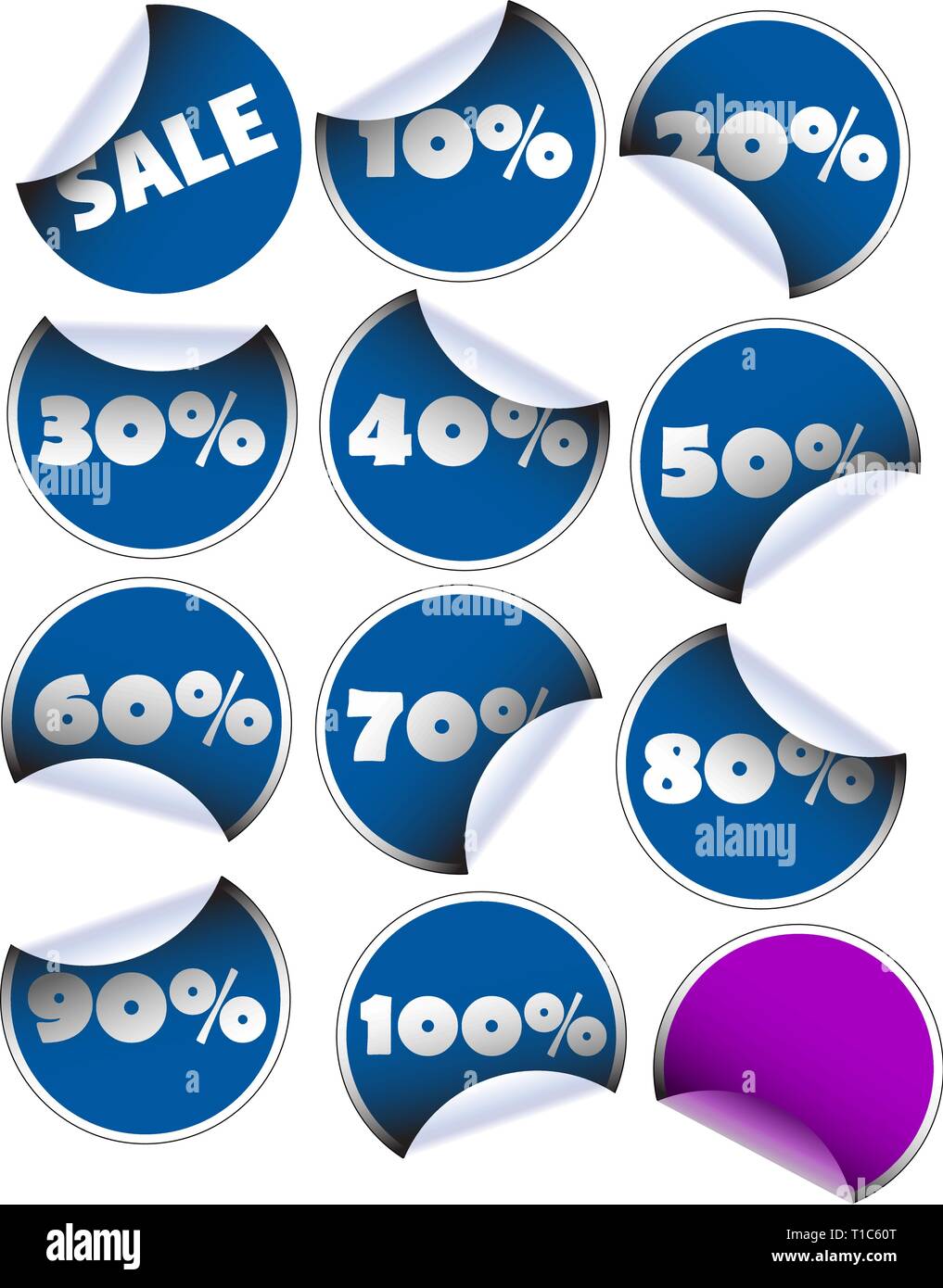 Labels badges and stickers for sales with percentages - blue Stock ...
