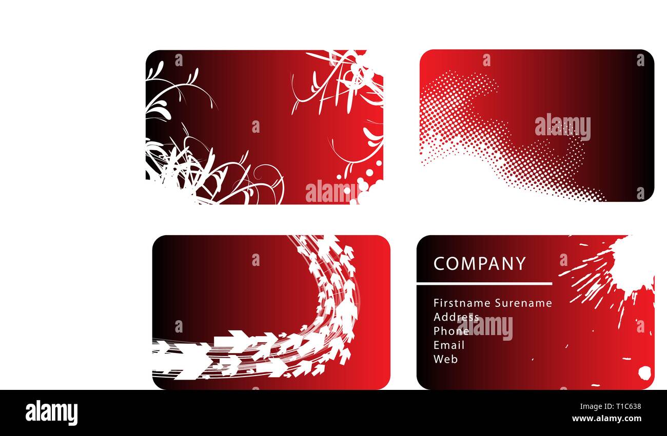 Set of red business card templates Stock Vector Image & Art - Alamy