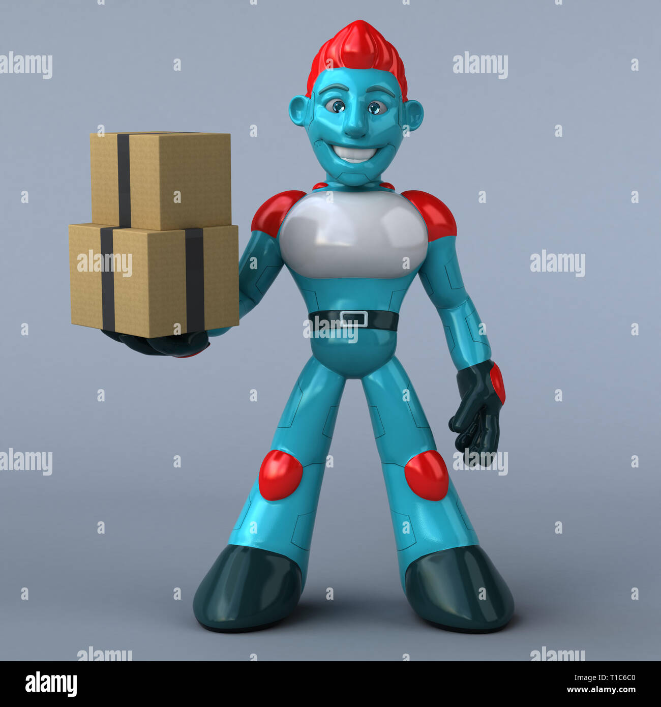 Red Robot - 3D Illustration Stock Photo - Alamy