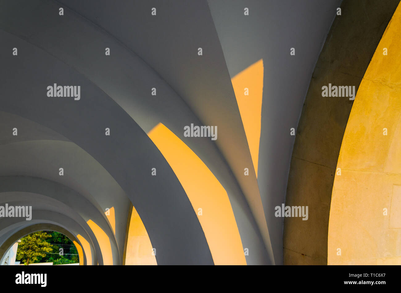 Corridor Colonnade Arcade Perspective Architectural Background. Arched ...