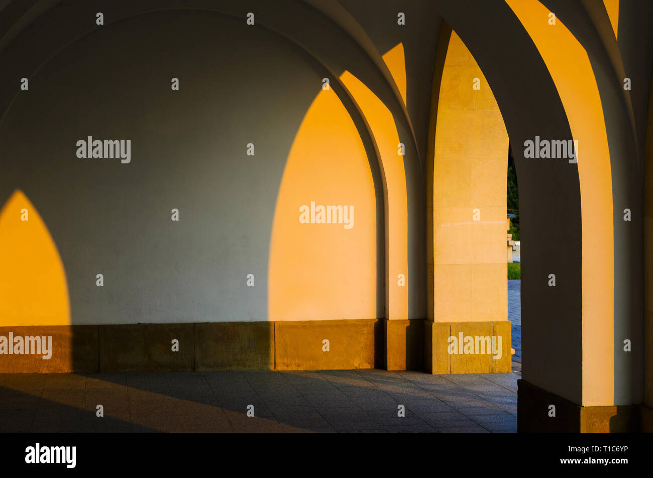 Corridor Colonnade Arcade Perspective Architectural Background. Arched ...