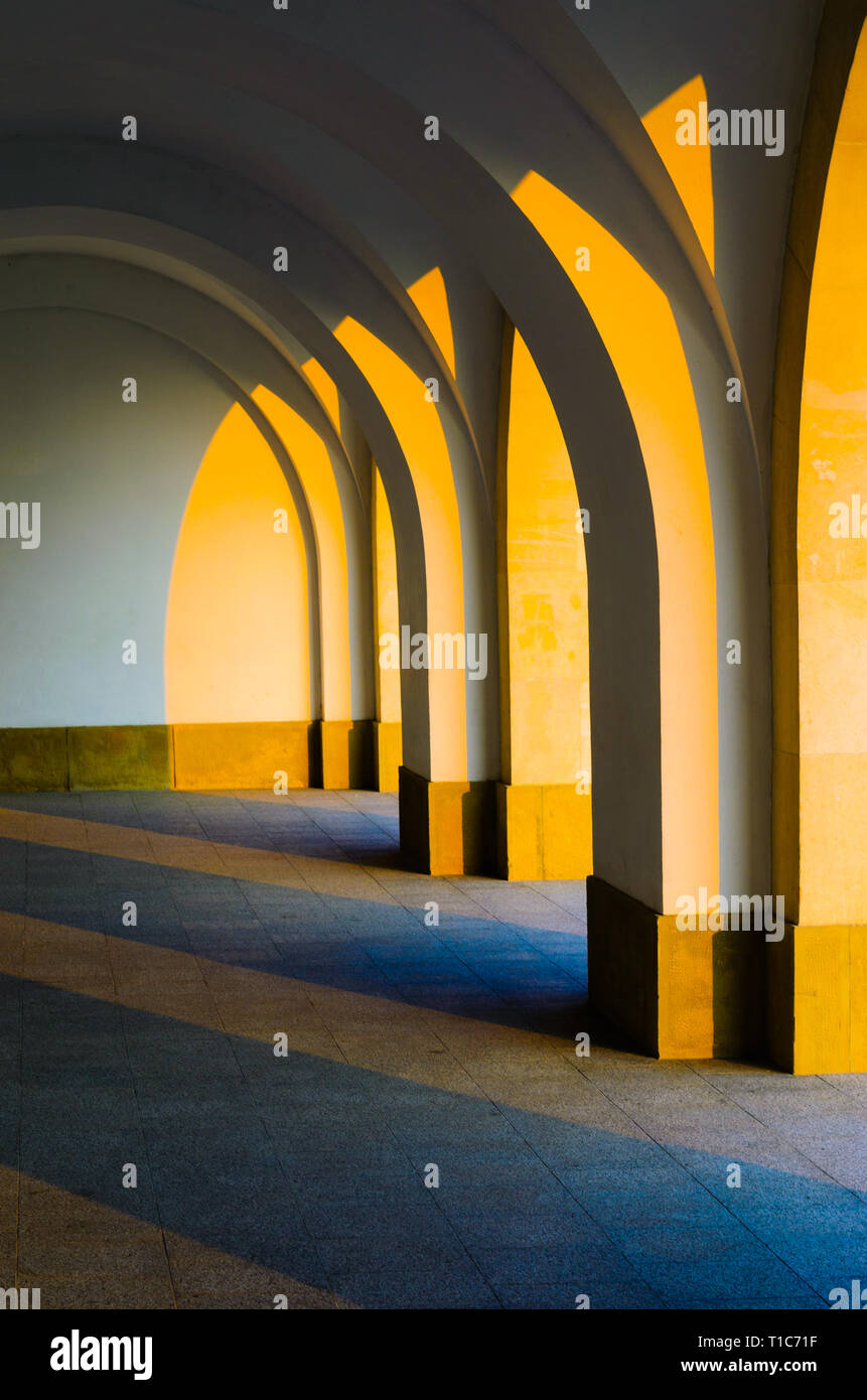 Corridor Colonnade Arcade Perspective Architectural Background. Arched ...