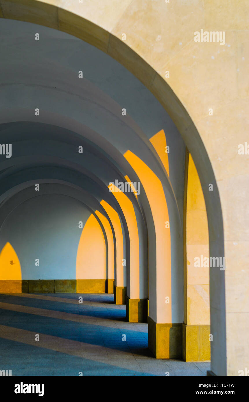 Corridor Colonnade Arcade Perspective Architectural Background. Arched ...