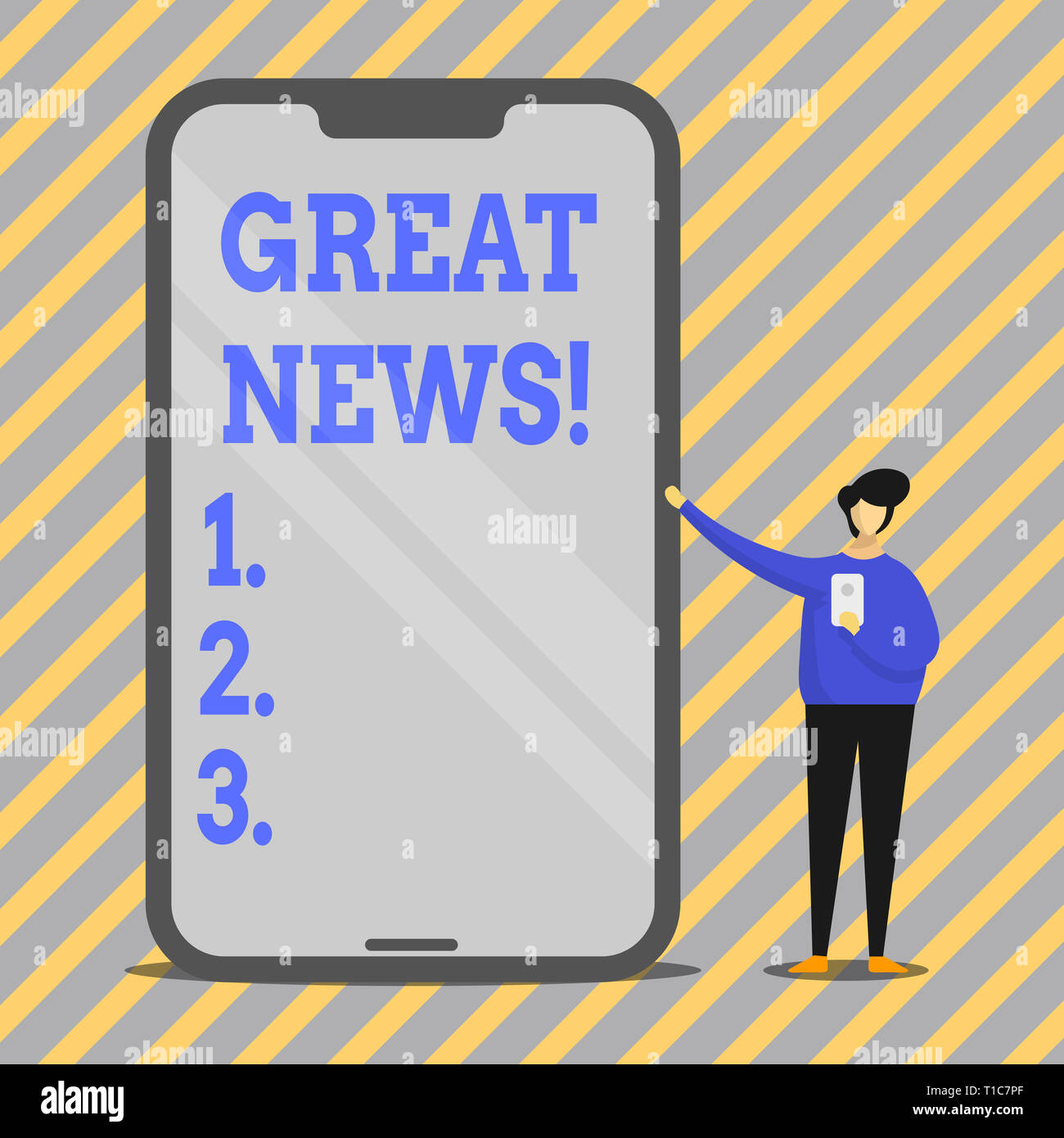 Writing note showing Great News. Business concept for Informal someone ...