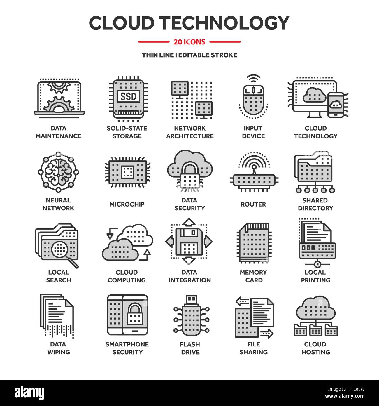Cloud computing. Internet technology. Online services. Data ...