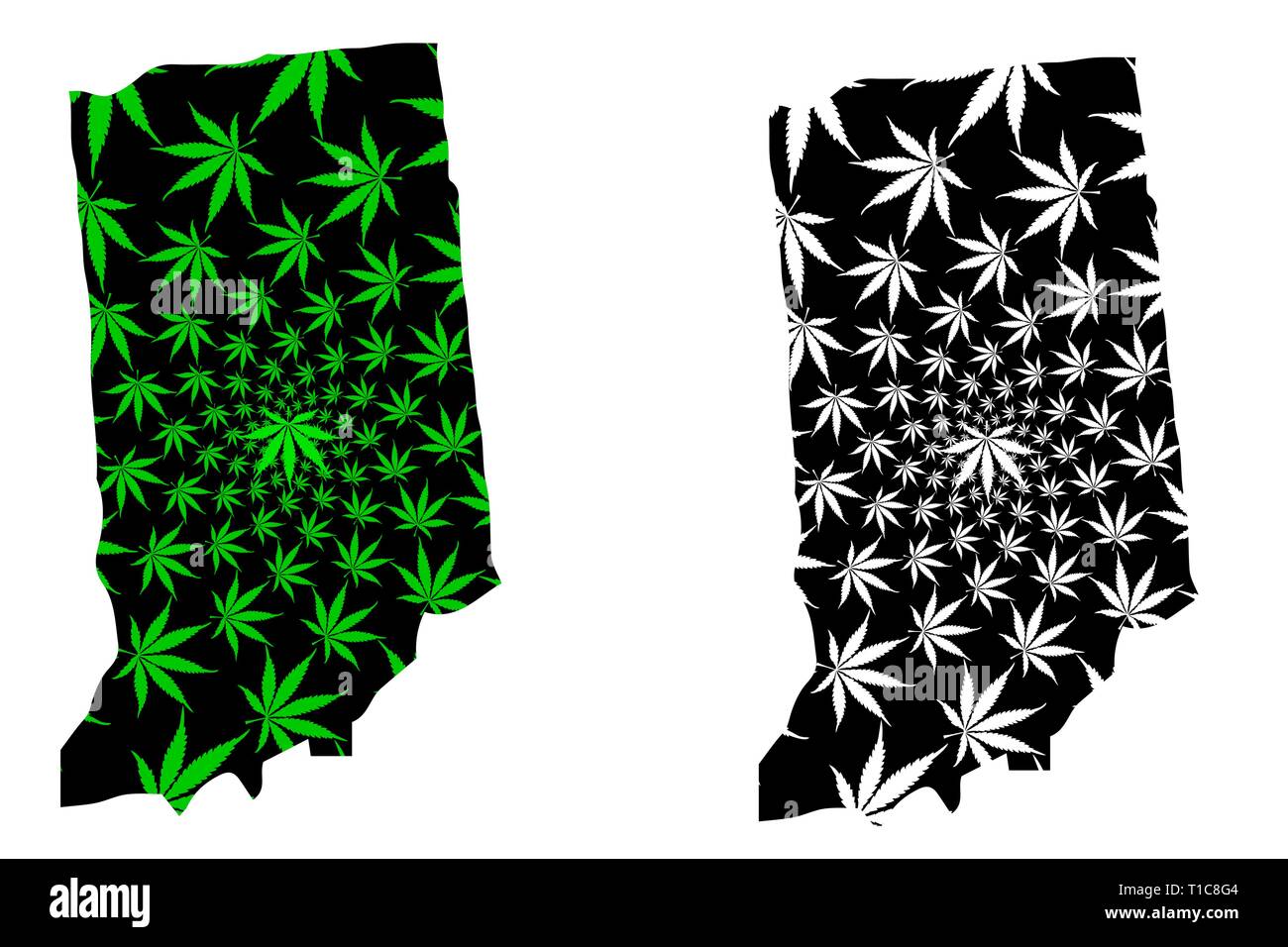 Indiana (United States of America, USA, U.S., US) - map is designed ...