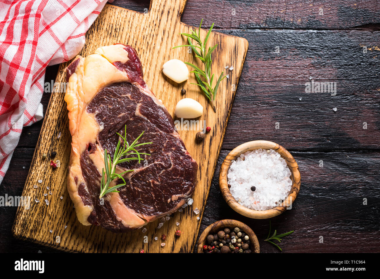 Black angus prime meat - ribeye beef steak Stock Photo - Alamy