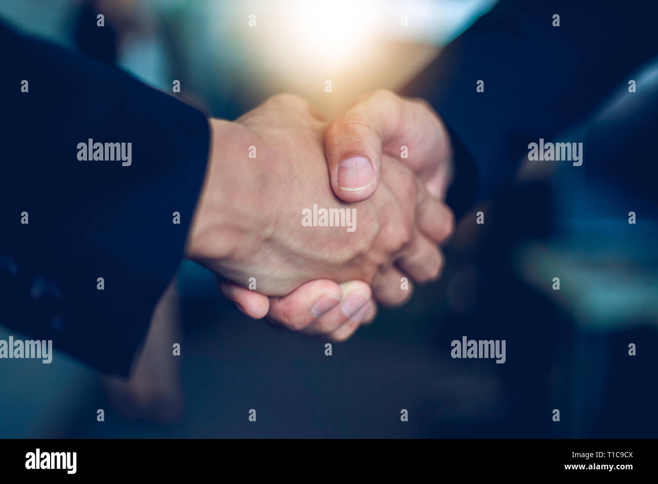 Two Business handshake their agreement to sign contract Stock Photo - Alamy