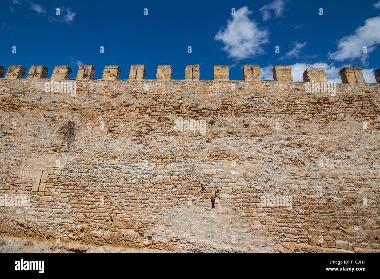 Fort wall in the old town of Alcudia, Majorca (Mallorca), Balearics ...