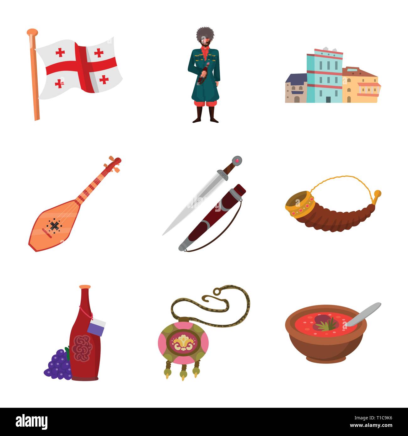 Vector design of Caucasus and traditions symbol. Collection of Caucasus ...
