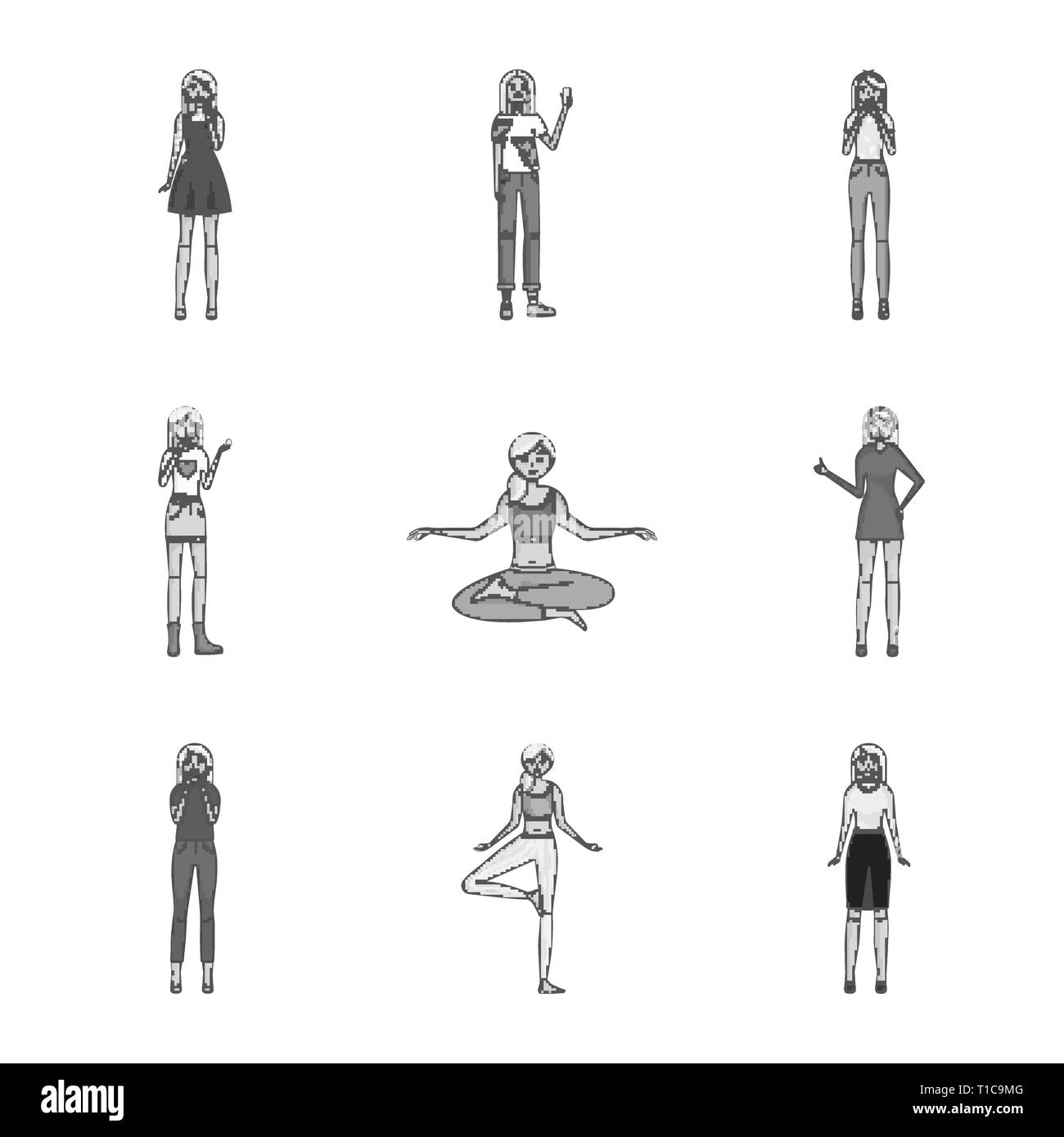 Isolated object of emotions and female icon. Collection of emotions and ...