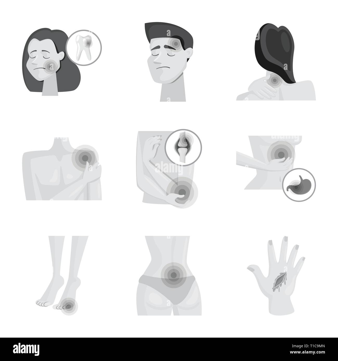 Isolated object of suffering and injury logo. Collection of suffering ...