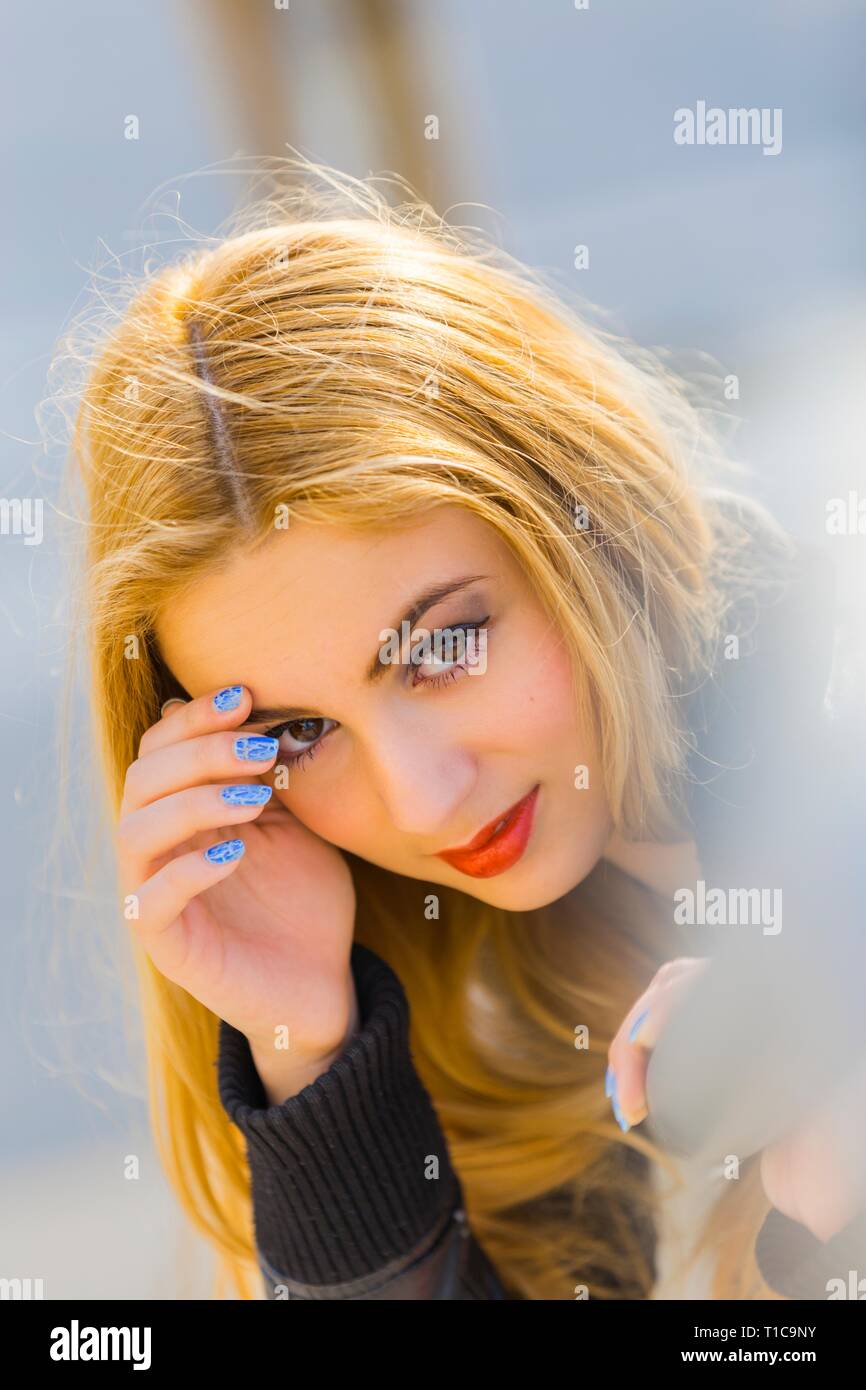 Teen teenager beauty one single solo teenage person hi-res stock ...