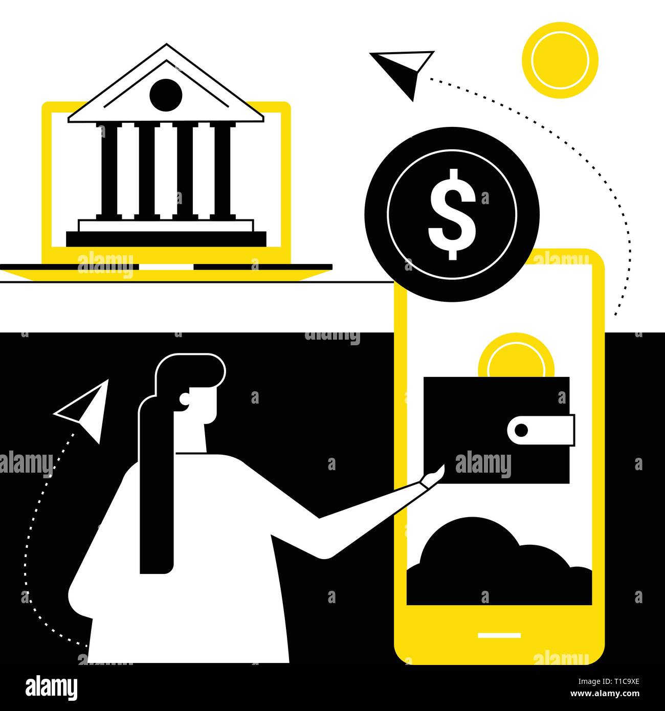 Internet banking color flat Stock Vector Images - Alamy