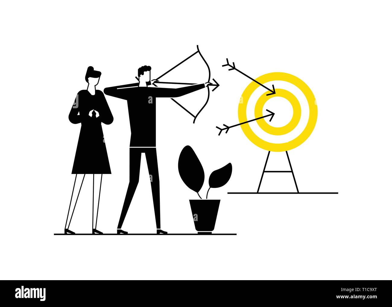 Goal achievement - flat design style vector illustration Stock Vector ...