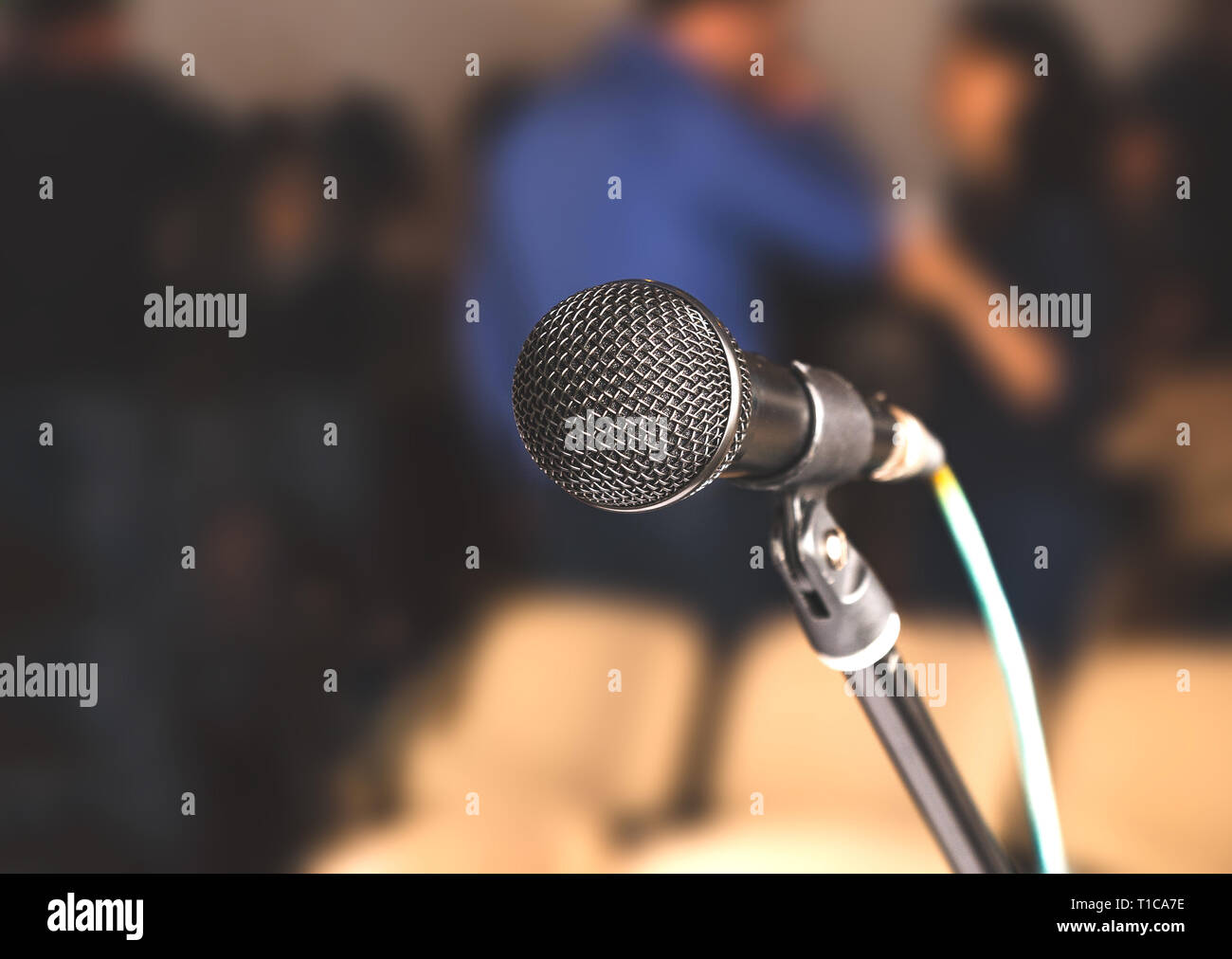 Close-up microphone in conference room Stock Photo - Alamy