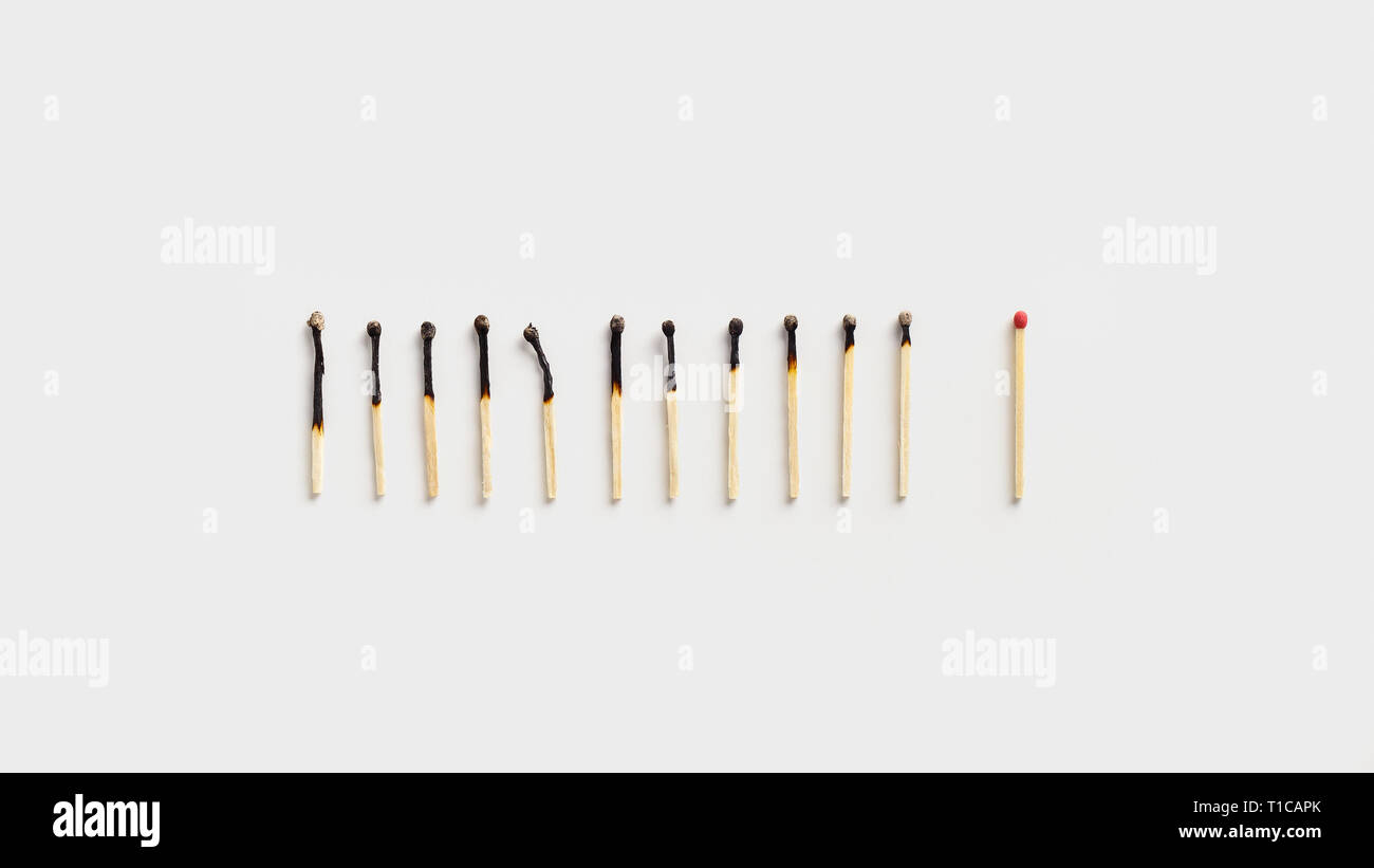 Big matchstick leading group of burnt ones Stock Photo - Alamy