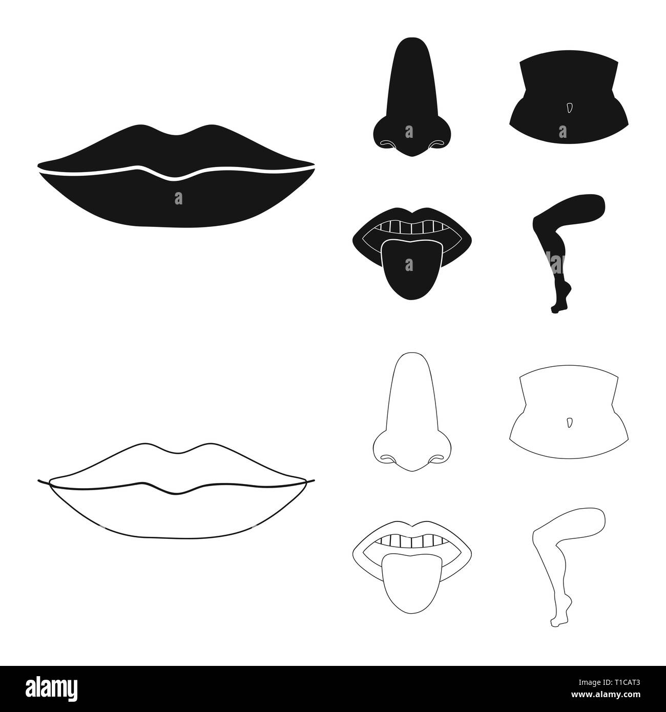 Vector illustration of body and part symbol. Collection of body and ...