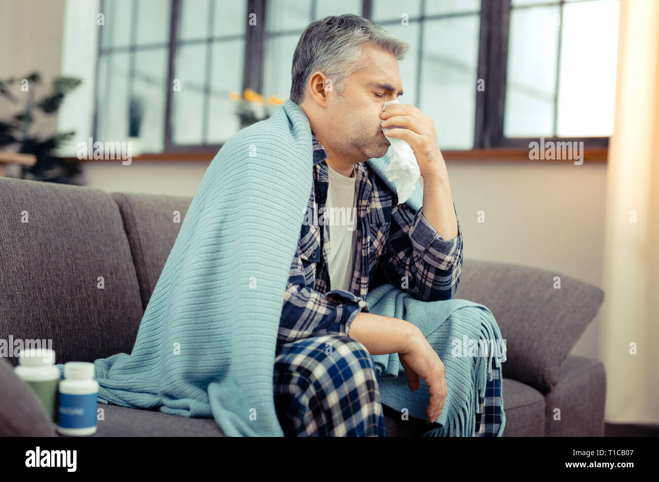 Unhappy ill mature man fighting his disease Stock Photo - Alamy