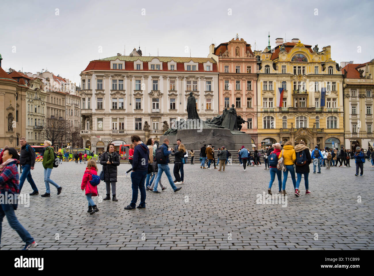Prague, Czech Republic - March 04, 2019: In the center of Old Town ...