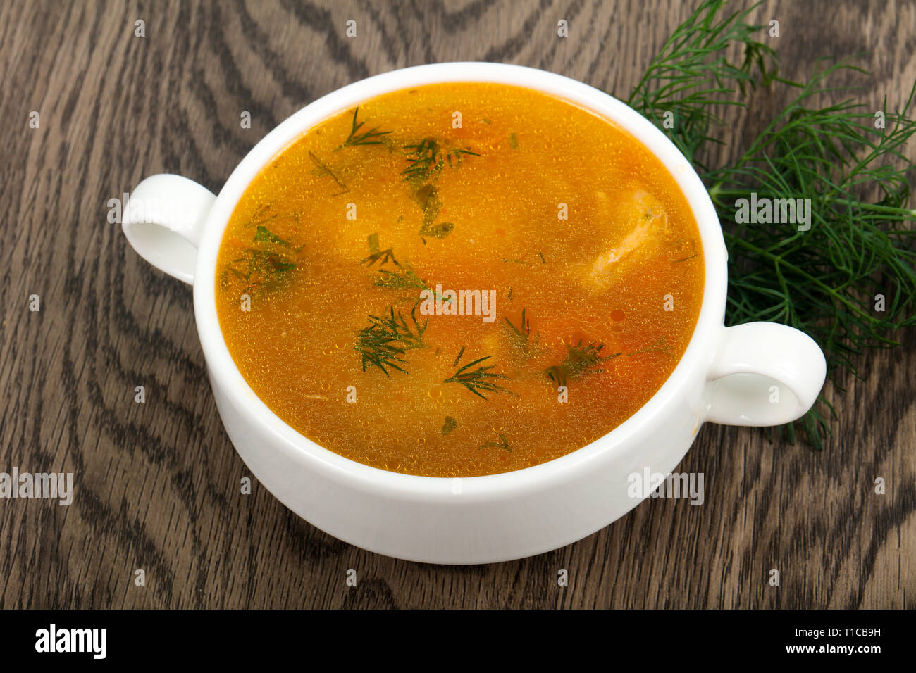 Salmon fish soup Stock Photo - Alamy