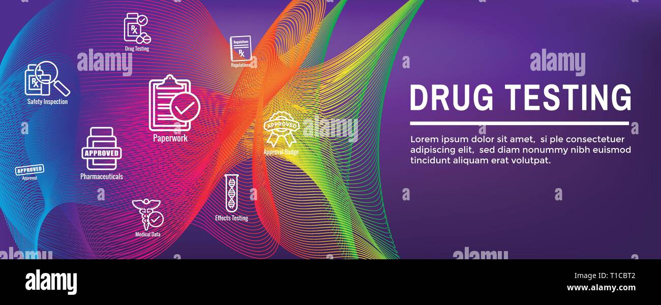 Drug Testing / Process Web Header Banner with Icon Set Stock Vector ...
