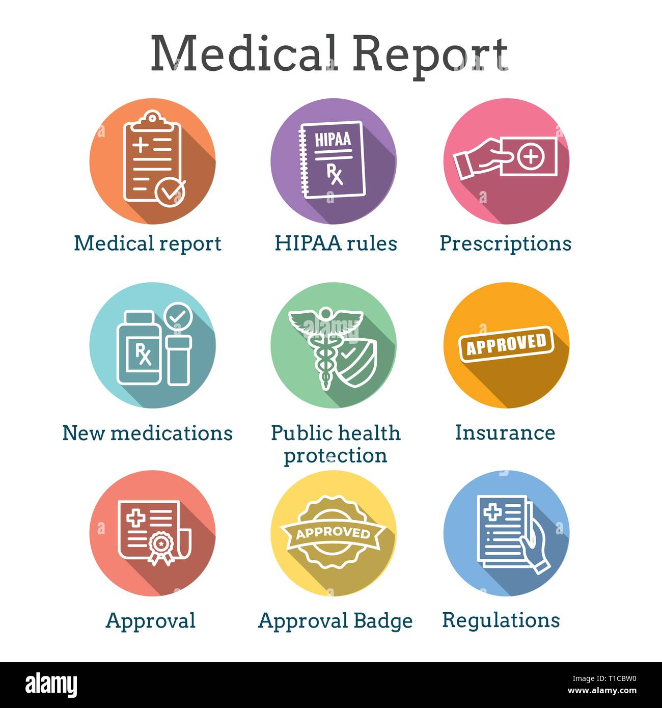 Medical Report outline / line flat vector icon - mobile application or ...