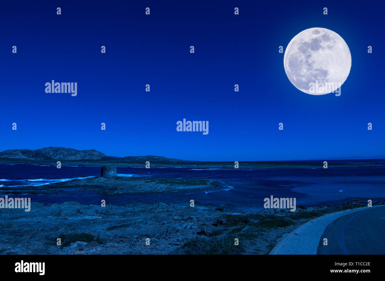 Landscape of beach at night Stock Photo - Alamy