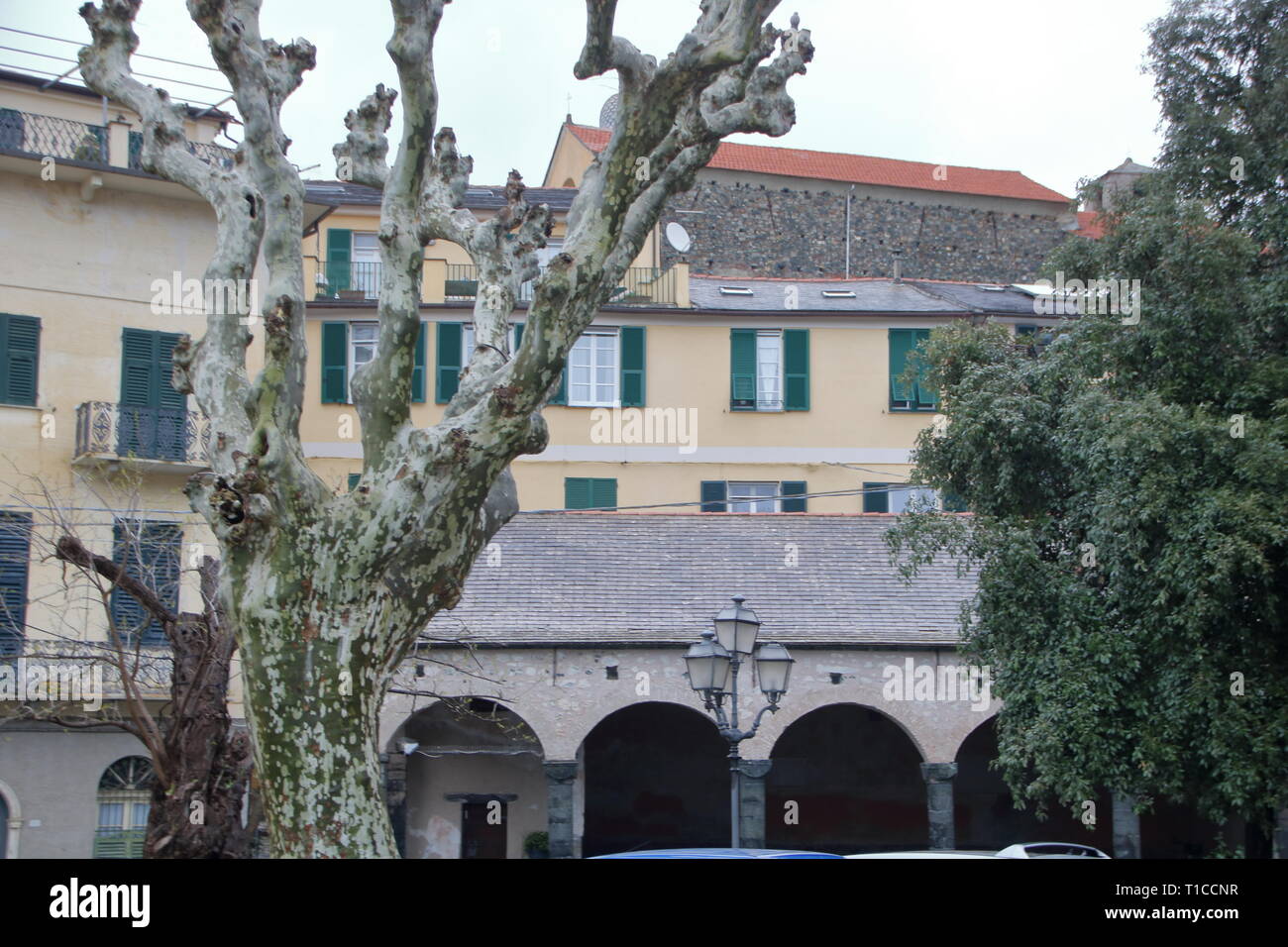 The nice town of Levanto with its medieval collegiata, Liguria, Italy ...