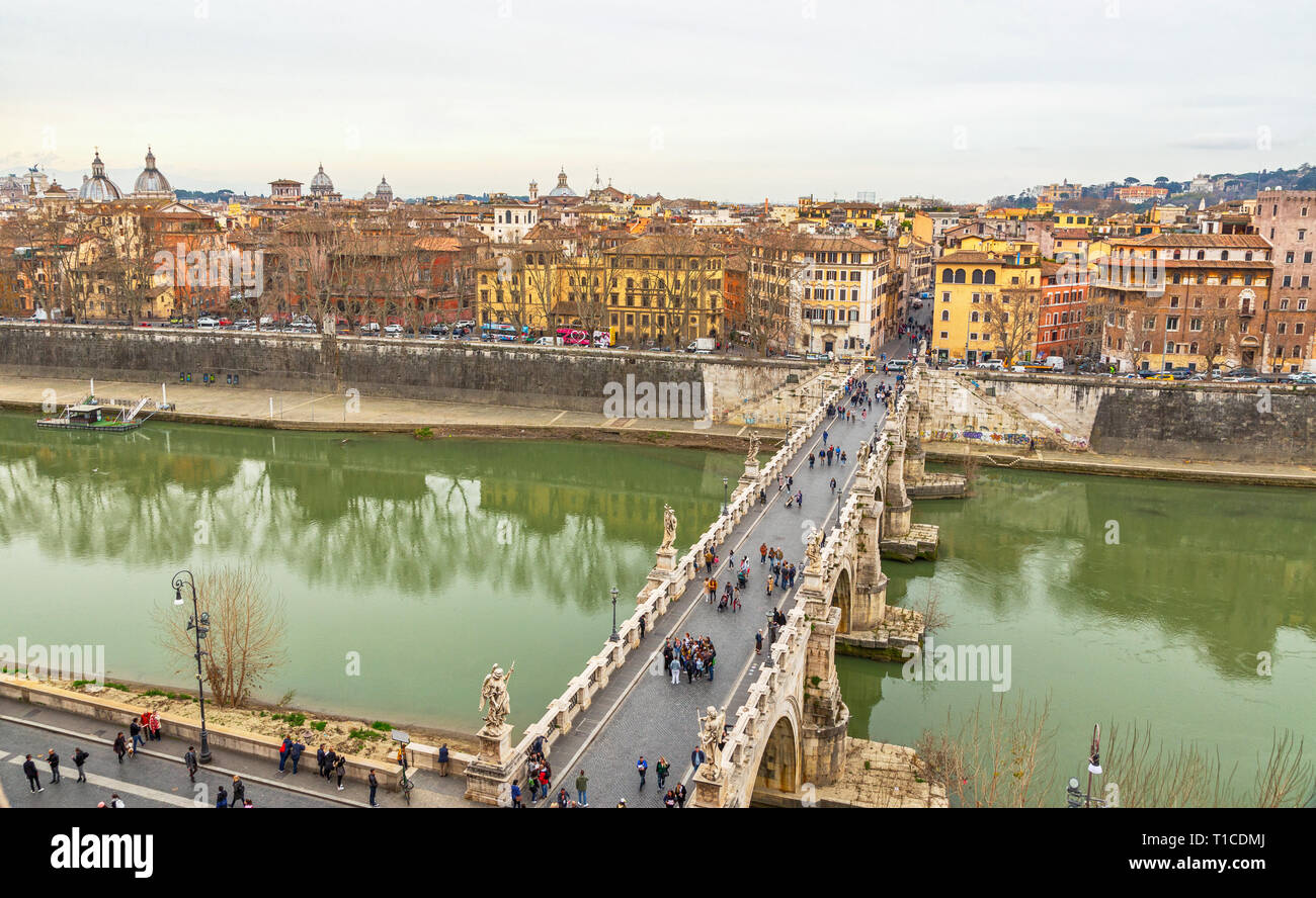 Bridge of Hadrian famous bridge in Rome, Italy Stock Photo - Alamy