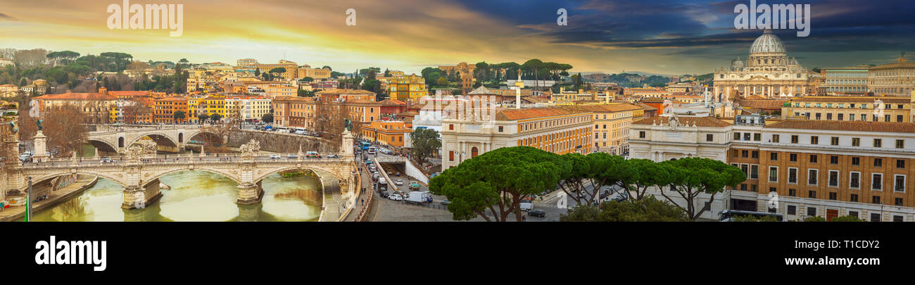 Panorama of Rome and Basilica of St. Peter Stock Photo - Alamy