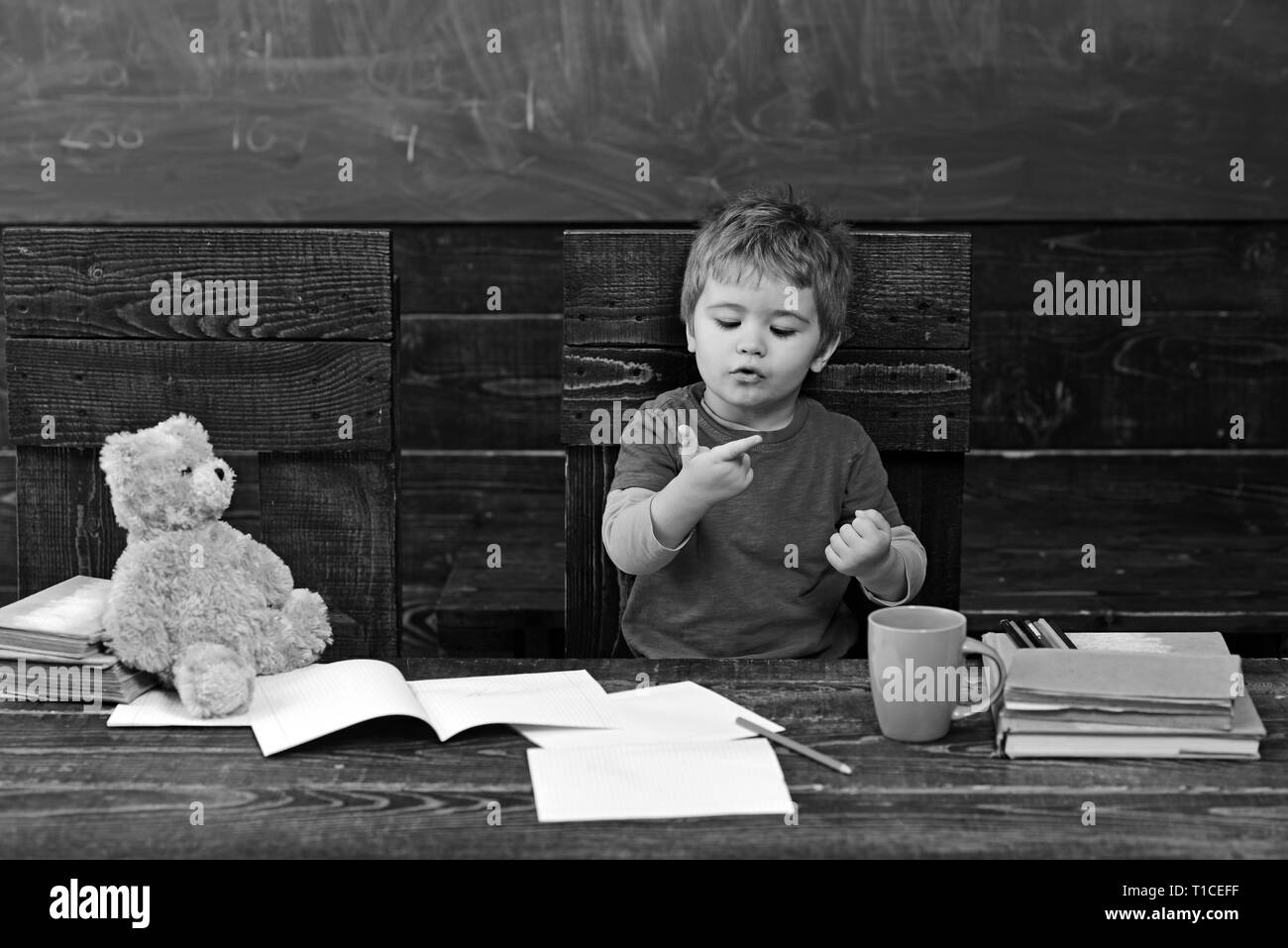 Small kid learning to count. Adding numbers with hands. Math lesson at ...