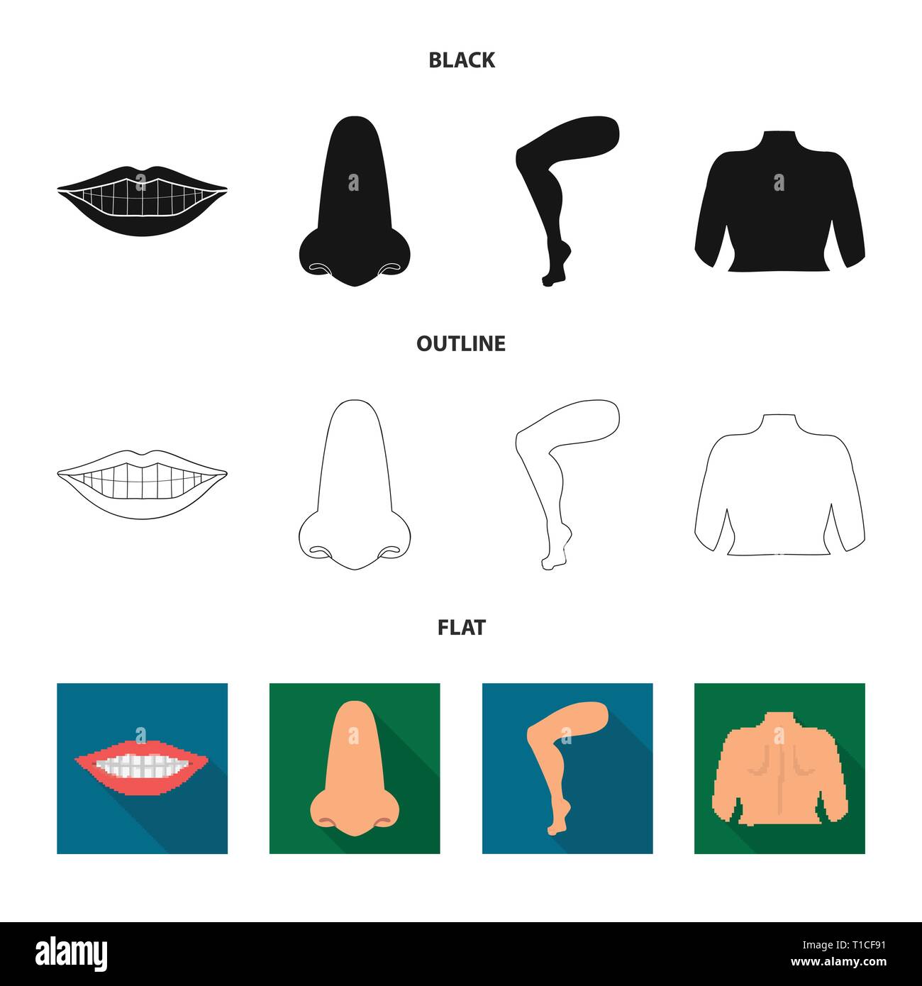 Vector design of body and part symbol. Collection of body and anatomy ...