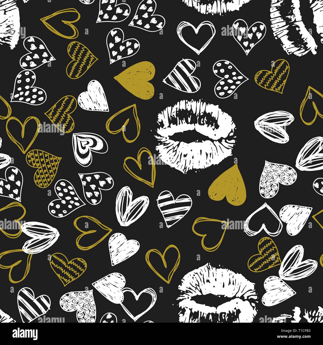 Doodle love heart Valentines Day seamless Stock Vector Image & Art - Alamy