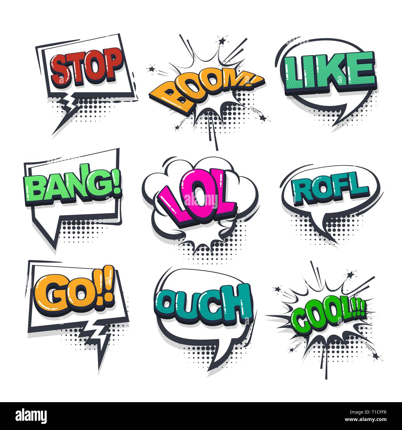 Comic text collection sound effects pop art style Stock Vector Image ...