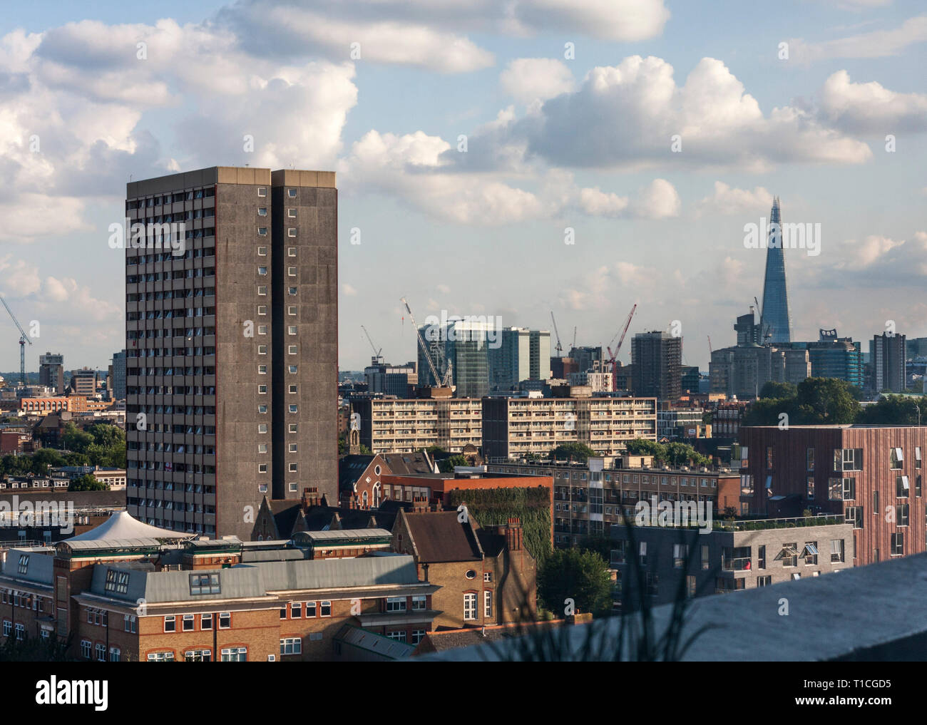 London skyline as viewed from Tower Hamlets,London,England,UK showing ...