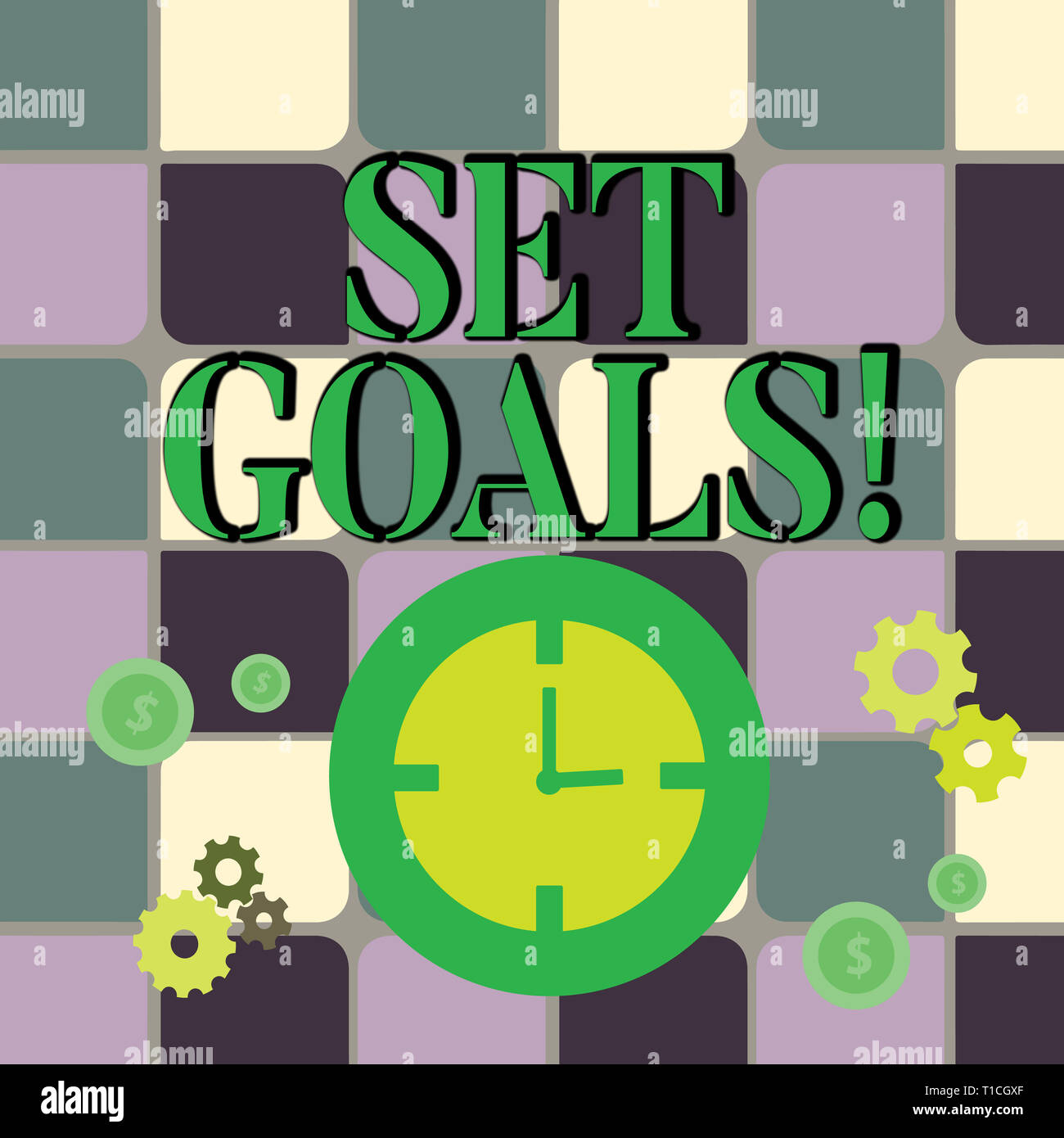 Writing note showing Set Goals. Business concept for process of ...