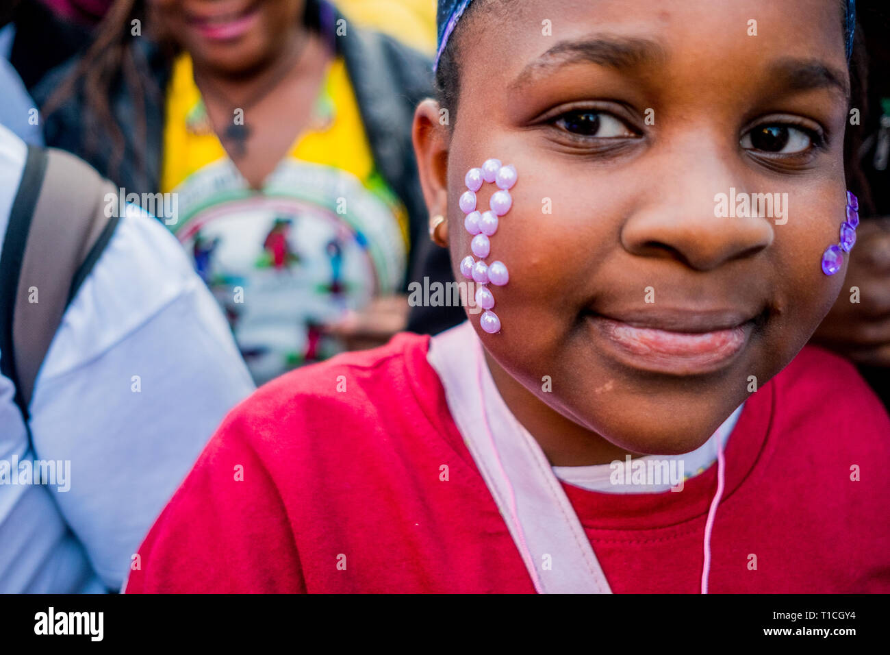 Barcelona, Spain - 8 march 2019: african women demonstrate in the city ...