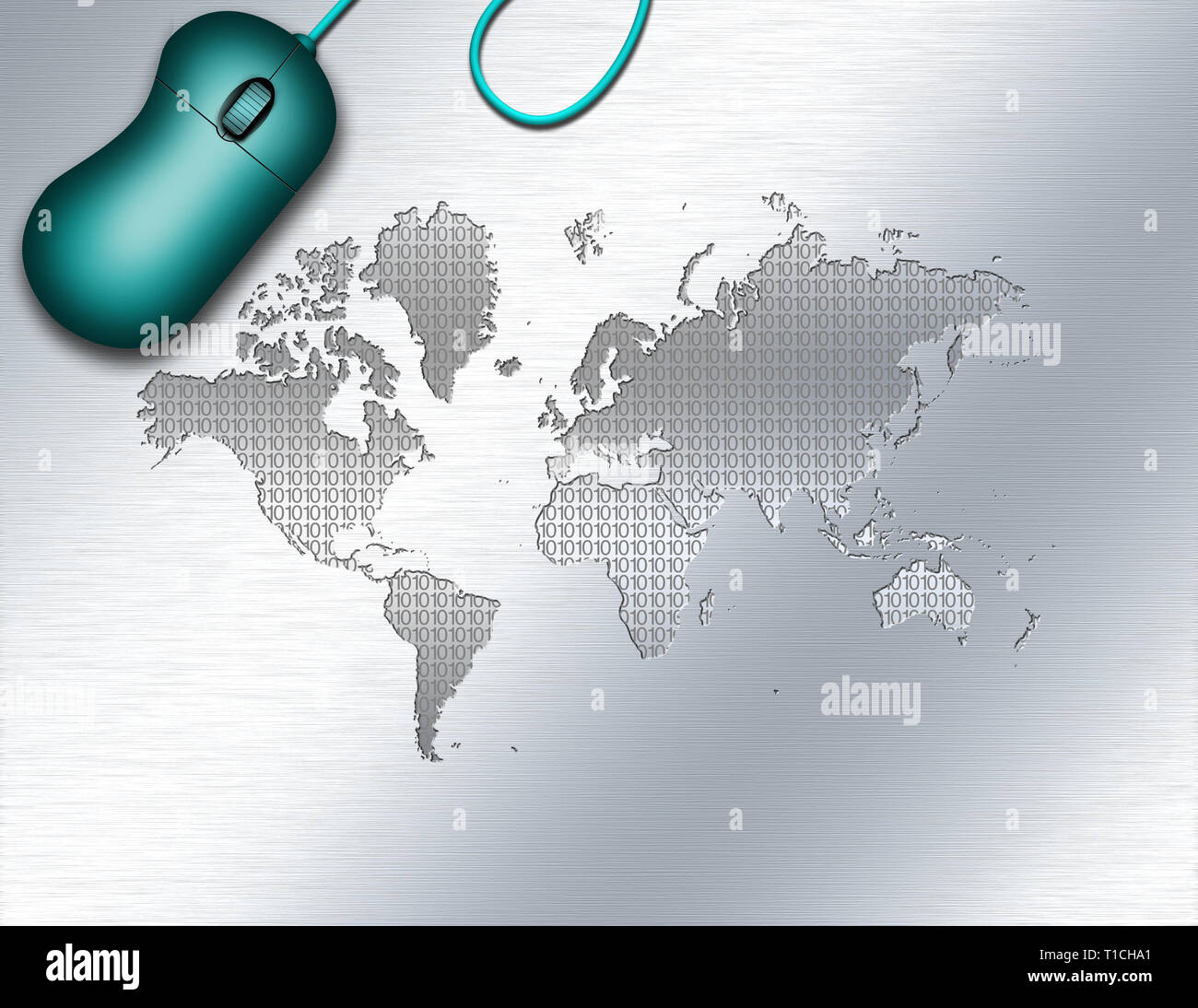 Computer mouse. World map background Stock Photo - Alamy