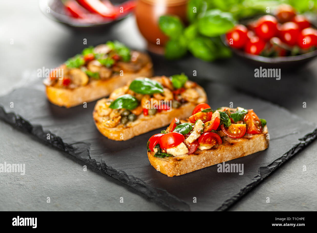 Traditional Italian bruschettas Stock Photo - Alamy