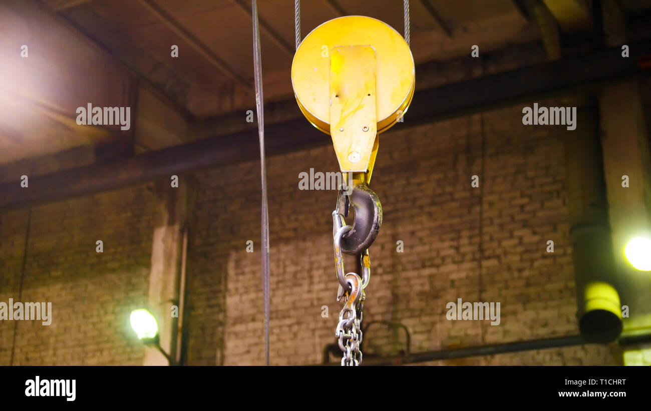 A construction plant. A big industrial lifting hook Stock Photo - Alamy