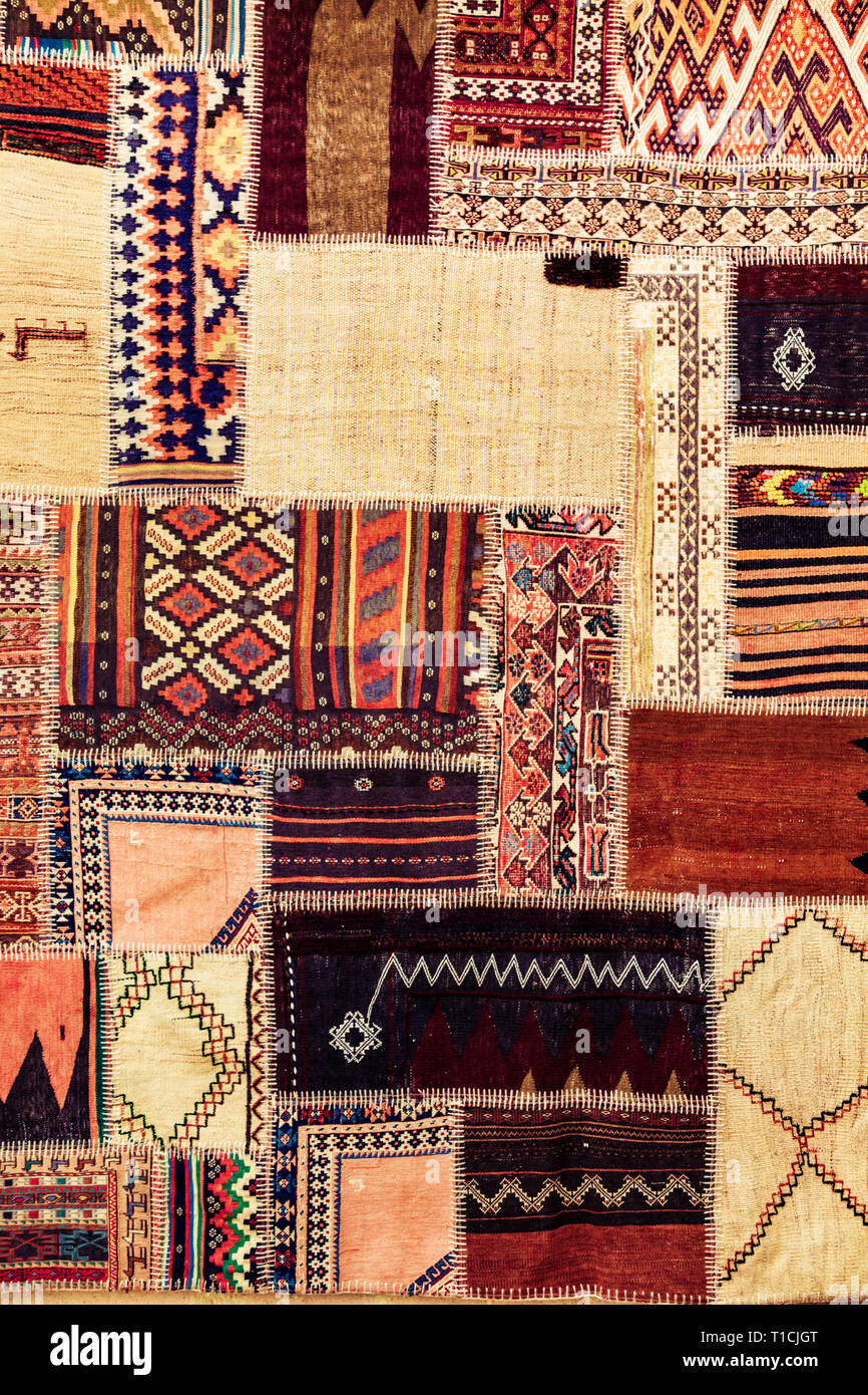 Turkish carpet patchwork handmade. Patchwork pattern, texture ...