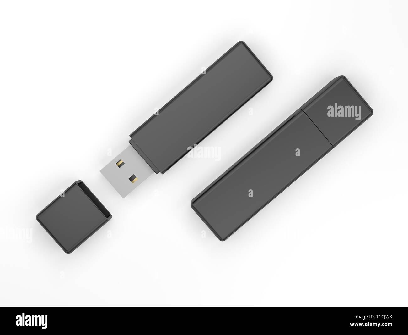 Black USB flash drive isolated on white background. Pen drive. Flash ...