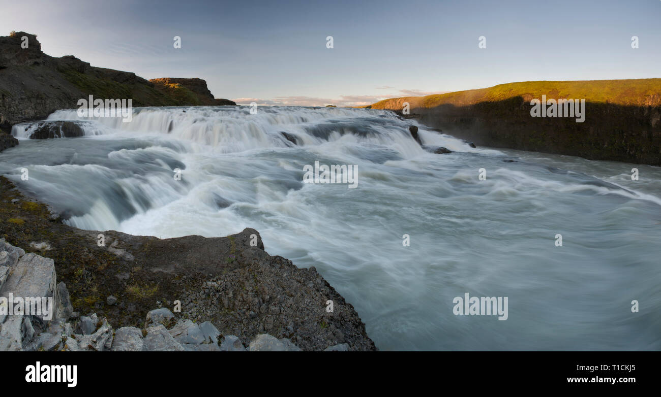 Panorama gullfoss waterfall beautiful nature hi-res stock photography ...