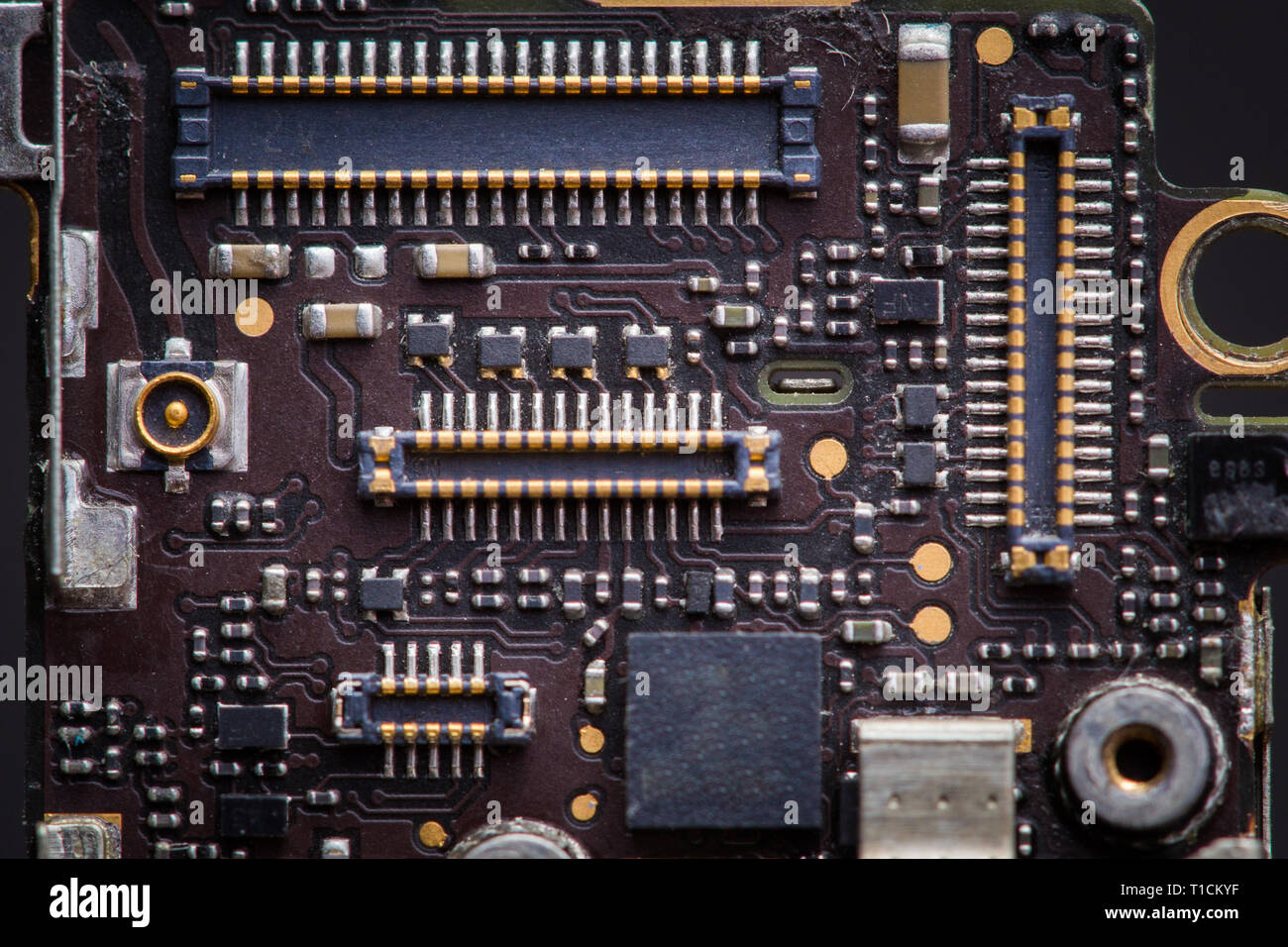 Mobile phone chip connectors, background, close up Stock Photo - Alamy