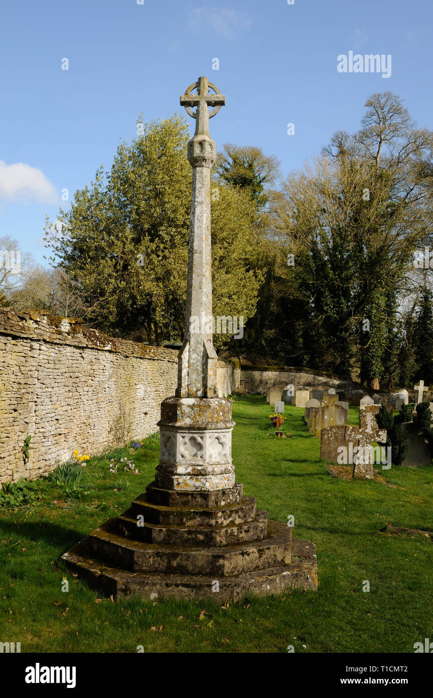 Cross in churchyard of St Michaels Church, Aynho, Northamptonshire ...