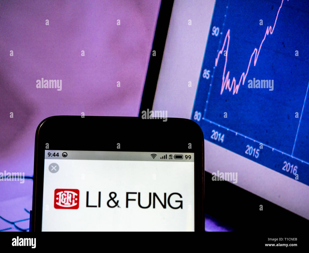In this photo illustration a Li & Fung logo seen displayed on a smart ...